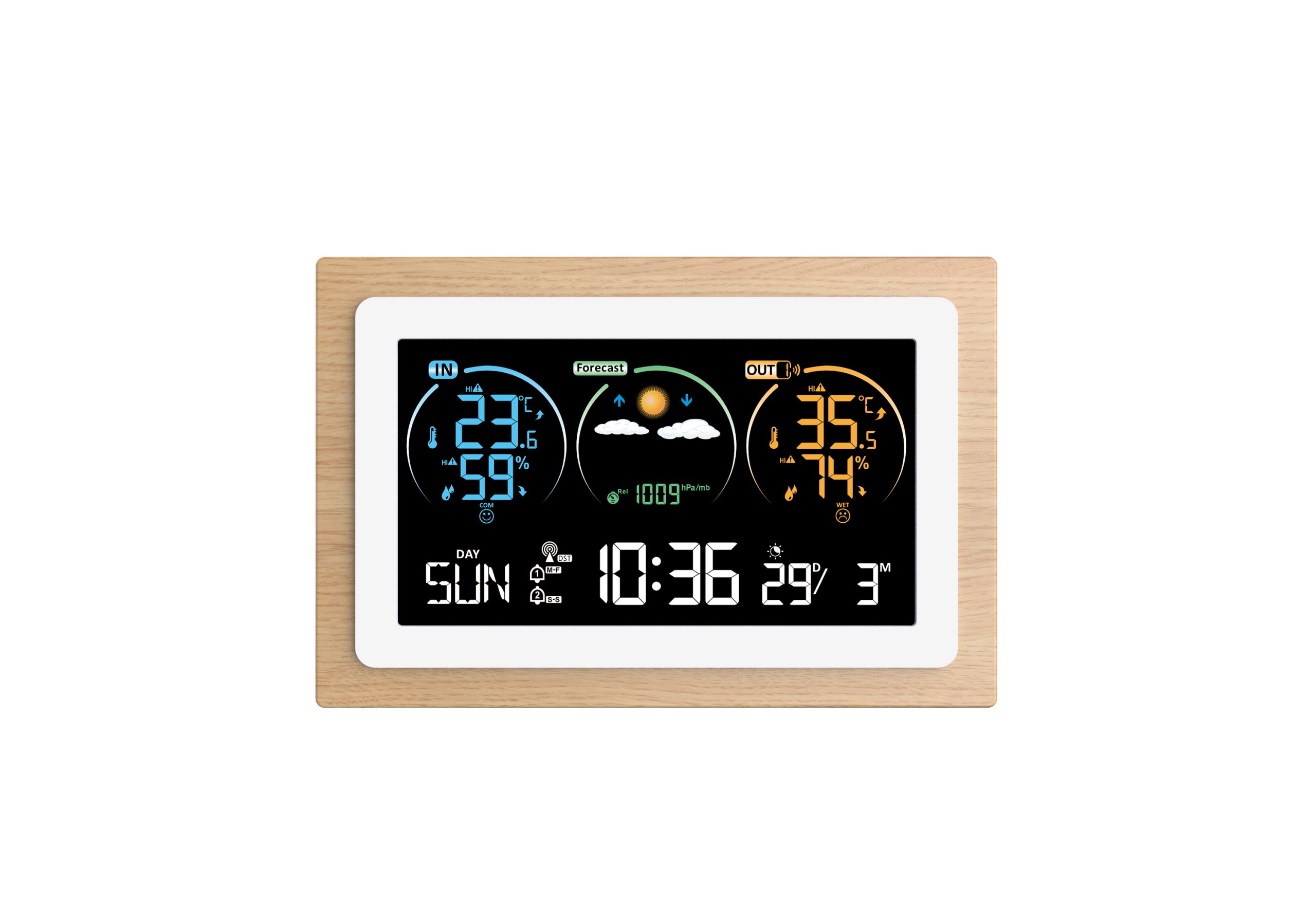 Weather Station Wooden Indoor Outdoor- fanjuhome.com